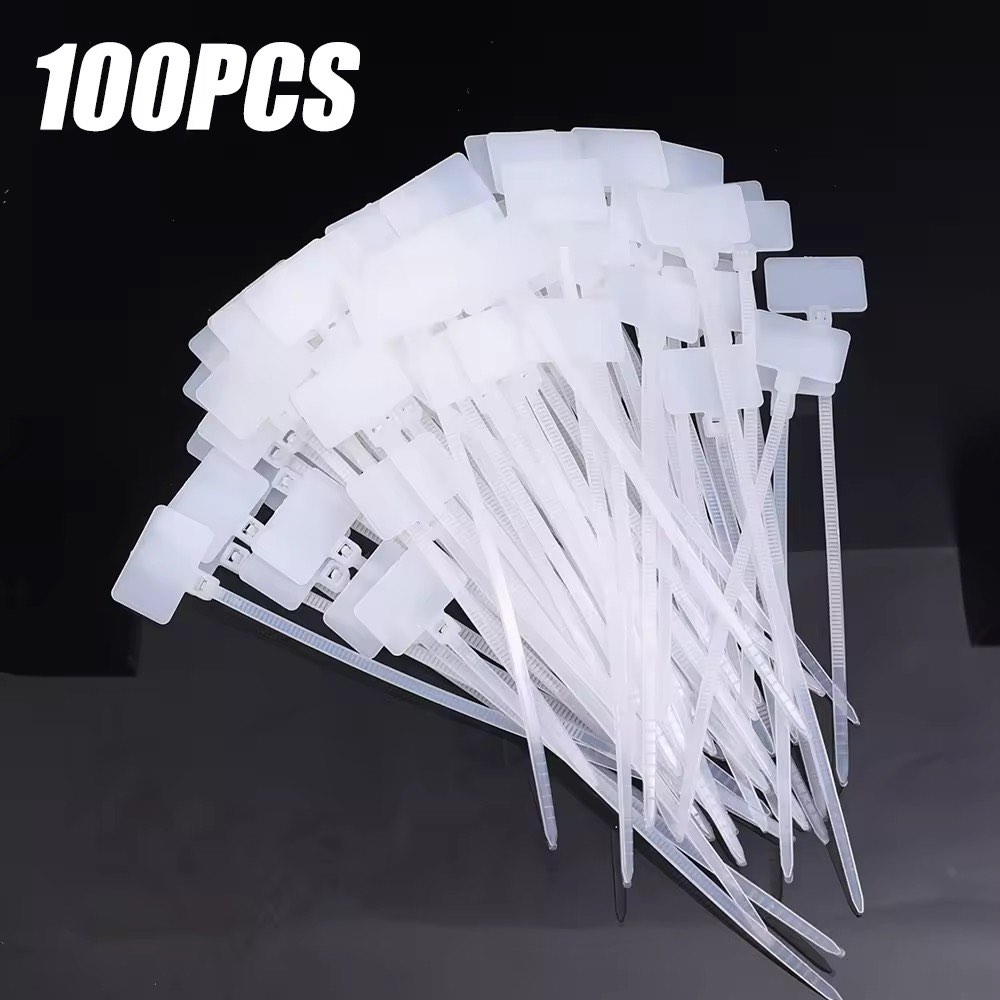 100pcs Nylon Cable Ties Tag Labels Plastic Loop Ties Markers Cable Tag ...