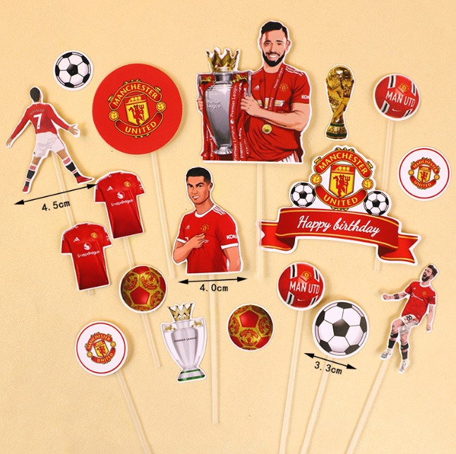 16pcs Man U Cake Topper Man Utd Manchester United Cupcake Decoration ...