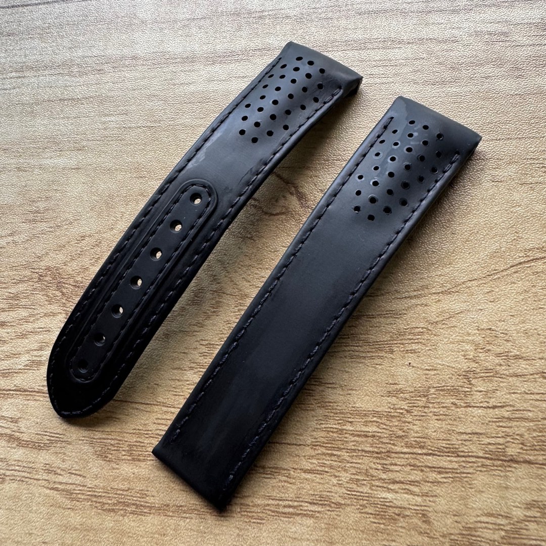 Authentic Omega Speedmaster 21mm Black Perforated Rubber Deployant ...