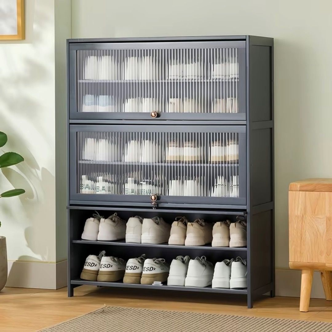 Closed Shoe Cabinet With Doors | Multi Layer Shoe Rack Cabinet | Clear ...