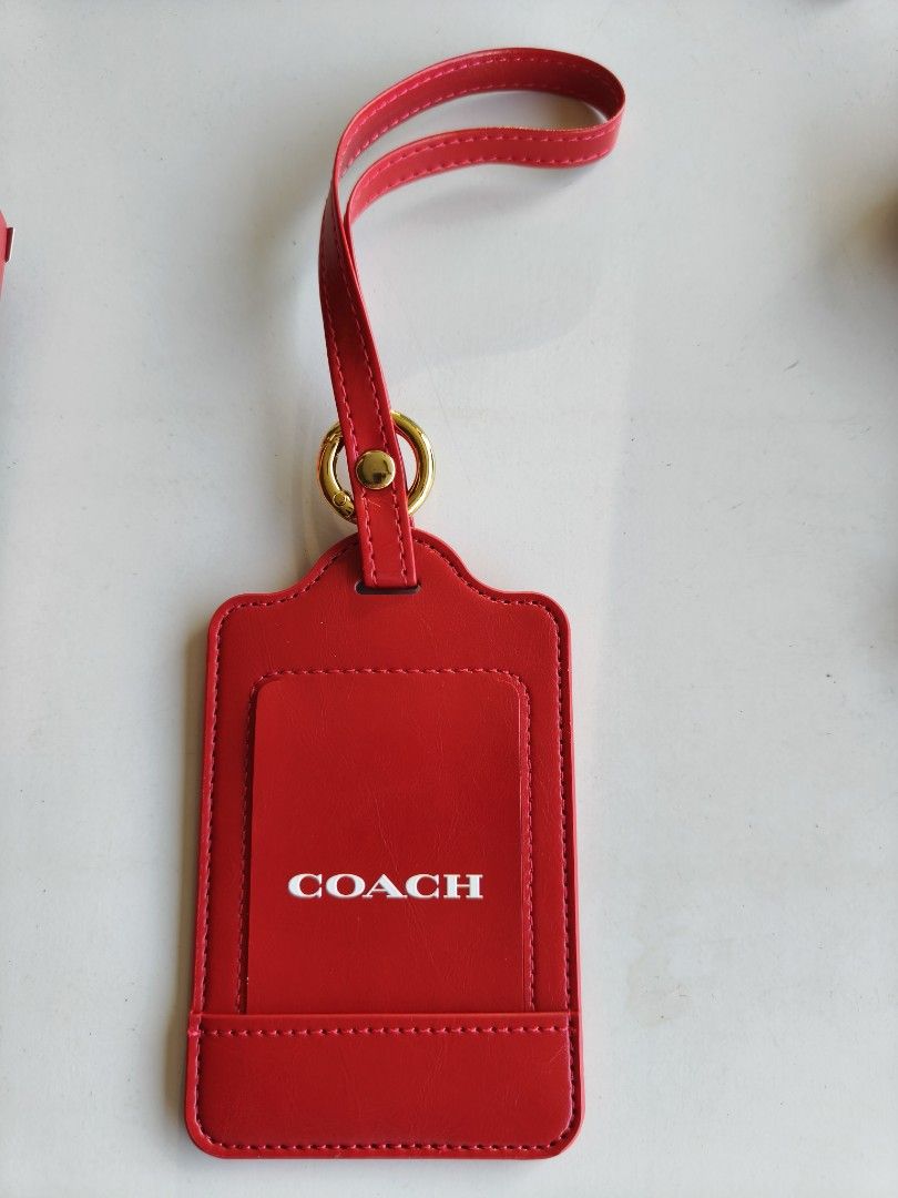 Coach Red Leather Luggage Tag, Luxury, Accessories on Carousell