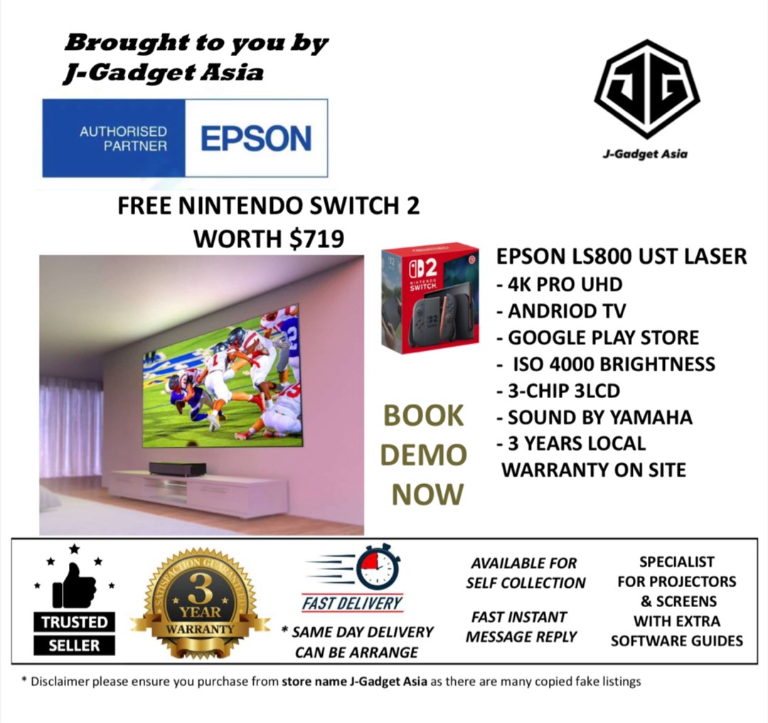 Epson EpiqVision Ultra LS800 Ultra Short Throw 3-Chip 3LCD Smart ...