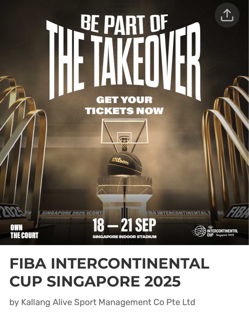 FIBA INTERCONTINENTAL CUP Day 2 - Saturday (2 adults 2 kids), Tickets ...