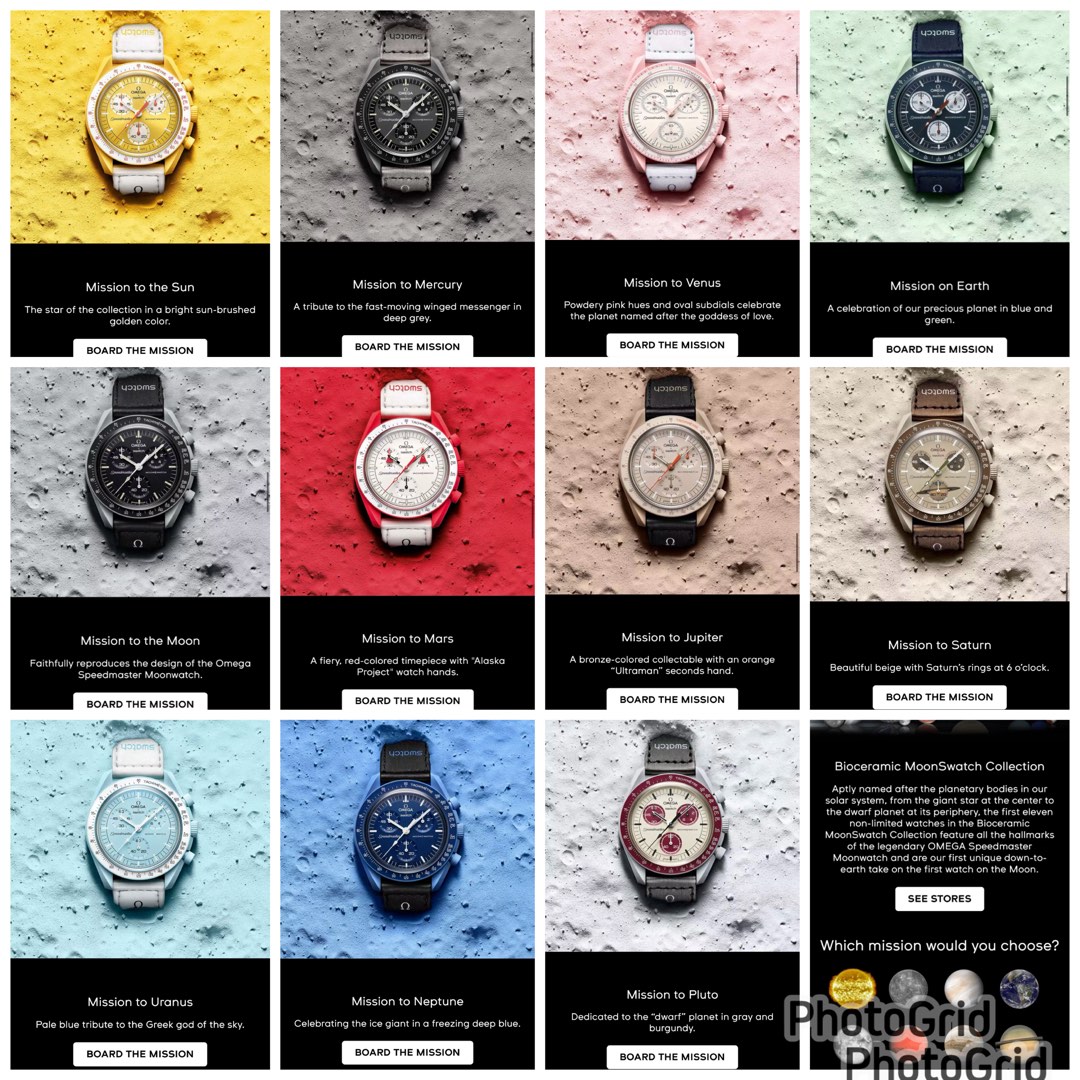 FULL SET Omega x Swatch Bioceramic MoonSwatch Collection, Luxury ...