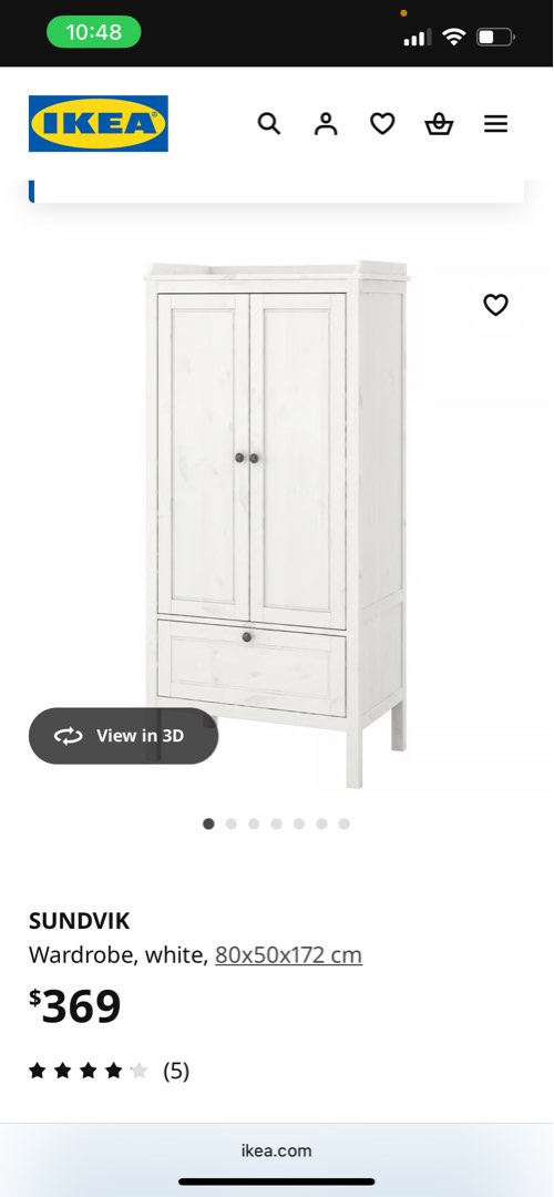 IKEA SUNDVIK Wardrobe - White, Furniture & Home Living, Furniture ...