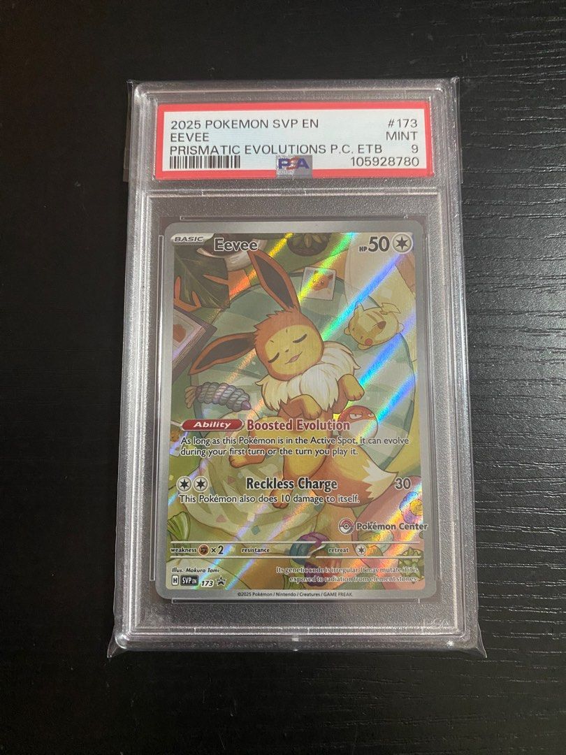 PSA 9 PSA9 Eevee IR Illustration Rare PC Pokemon Center Stamped ETB Elite Trainer Box Promo ...