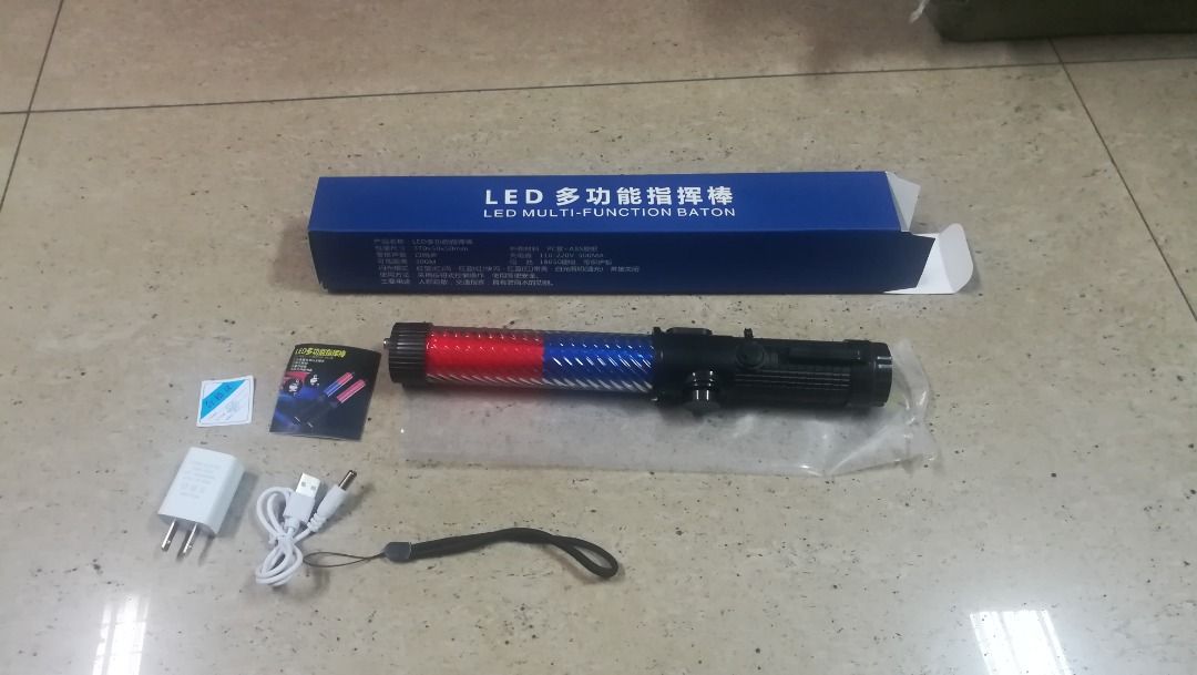 Rechargeable LED Traffic Baton Light with Flashlight and Siren ...