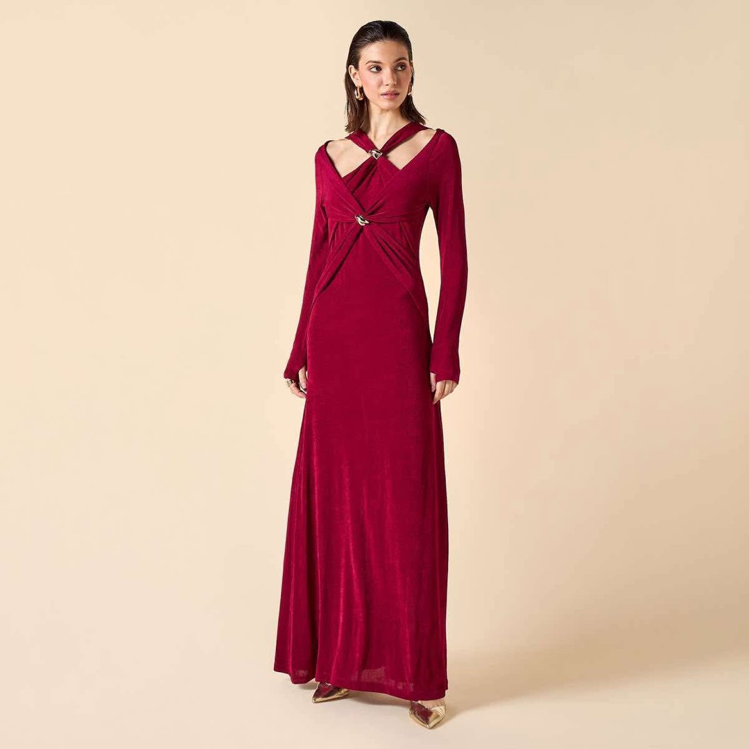 Splash halter neck red evening gown, Women's Fashion, Dresses & Sets ...