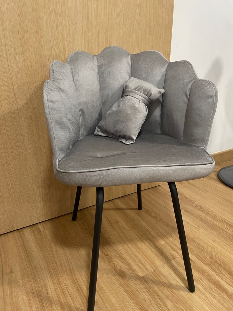 Velvet Shell Chair with Black Legs, Furniture & Home Living, Furniture ...