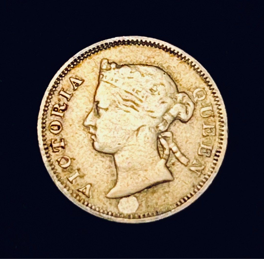 1881 Olden British Straits Settlements Queen Victoria FIVE 5-Cents ...