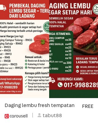 Daging lembu fresh tempatan, Food & Drinks, Other Food & Drinks on ...