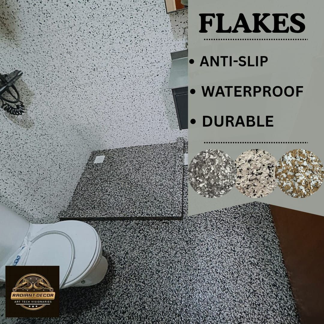 Bathroom Epoxy flakes overlay on floor/kitchen wall & floor epoxy/HDB ...
