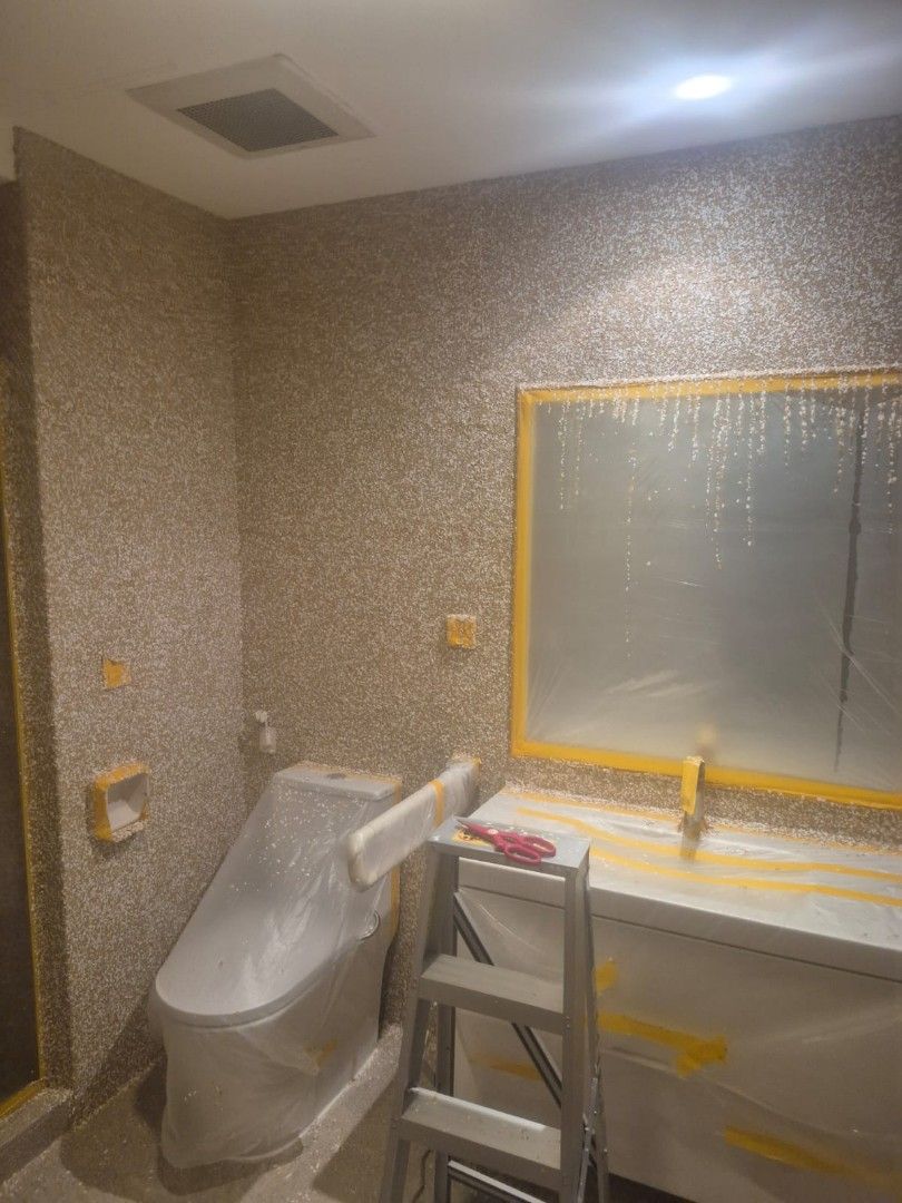 Bathroom Epoxy flakes overlay on floor/kitchen wall & floor epoxy/HDB ...