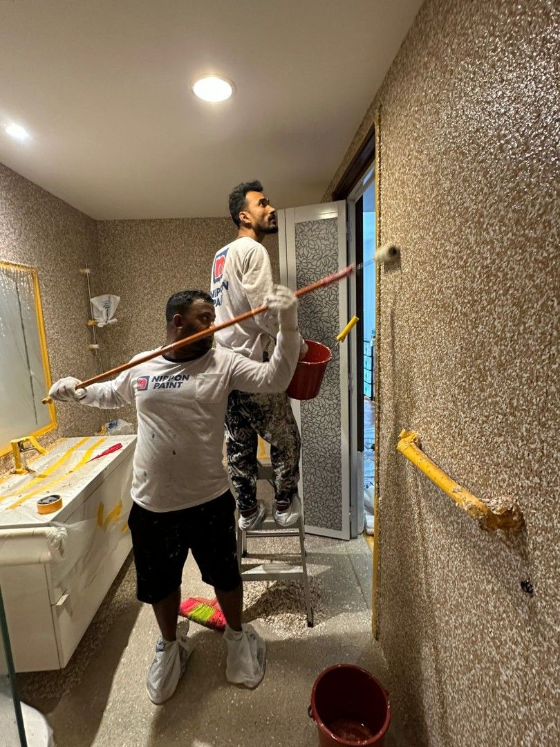 Bathroom Epoxy flakes overlay on floor/kitchen wall & floor epoxy/HDB ...