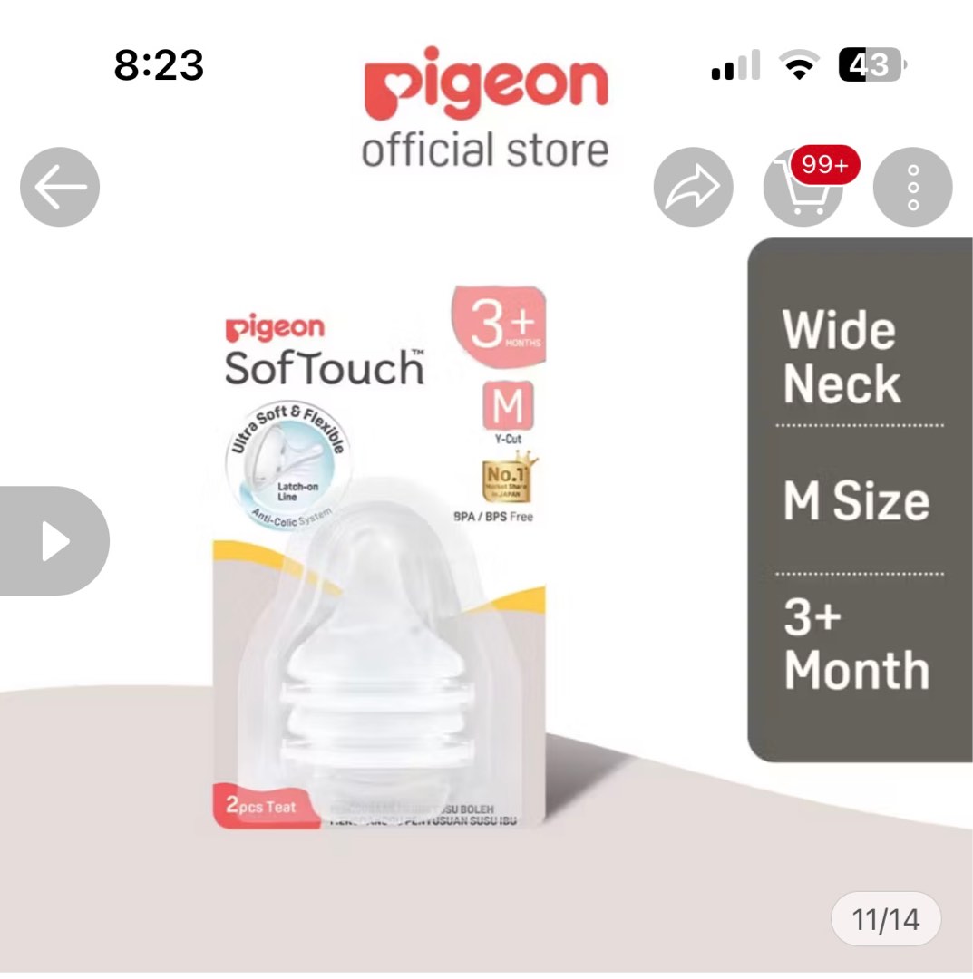 Pigeon Teat Wide Neck Puting, Babies & Kids, Nursing & Feeding ...