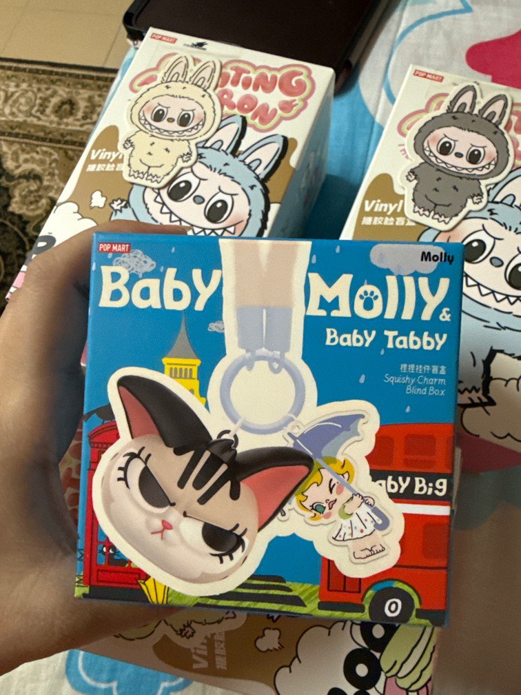 Popmart Baby Molly Baby Tabby Squishy Charm Pendant, Hobbies & Toys ...