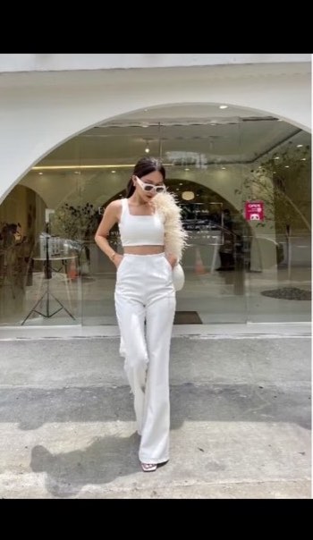 Promthong white flare pants cutbray, Fesyen Wanita, Pakaian Wanita ...
