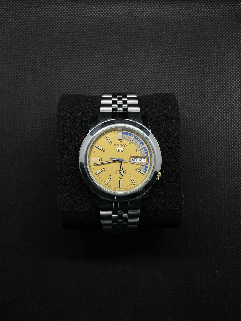 Seiko 5 Speed Racer SNK373K1 Yellow Dial Jubilee Bracelet, Luxury ...