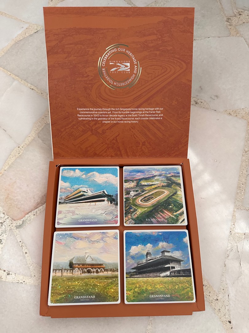 Singapore turf club coaster set, Furniture & Home Living, Kitchenware ...