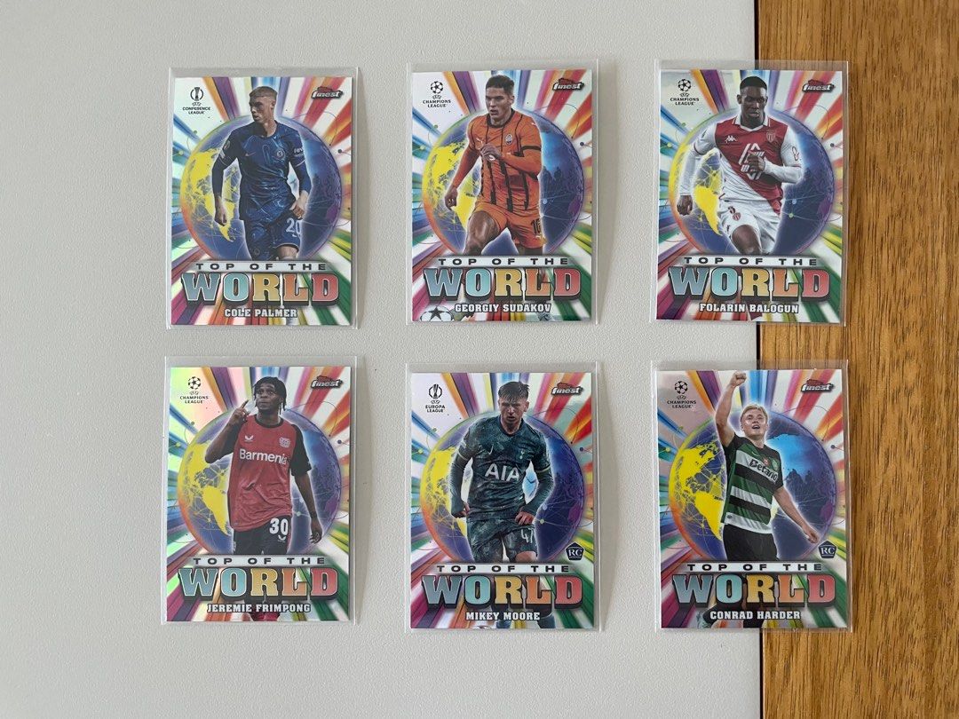 Topps Finest 2024/25 歐聯 Champioms League 世界之巔 Top of the World 特別版足球咭六張 ...