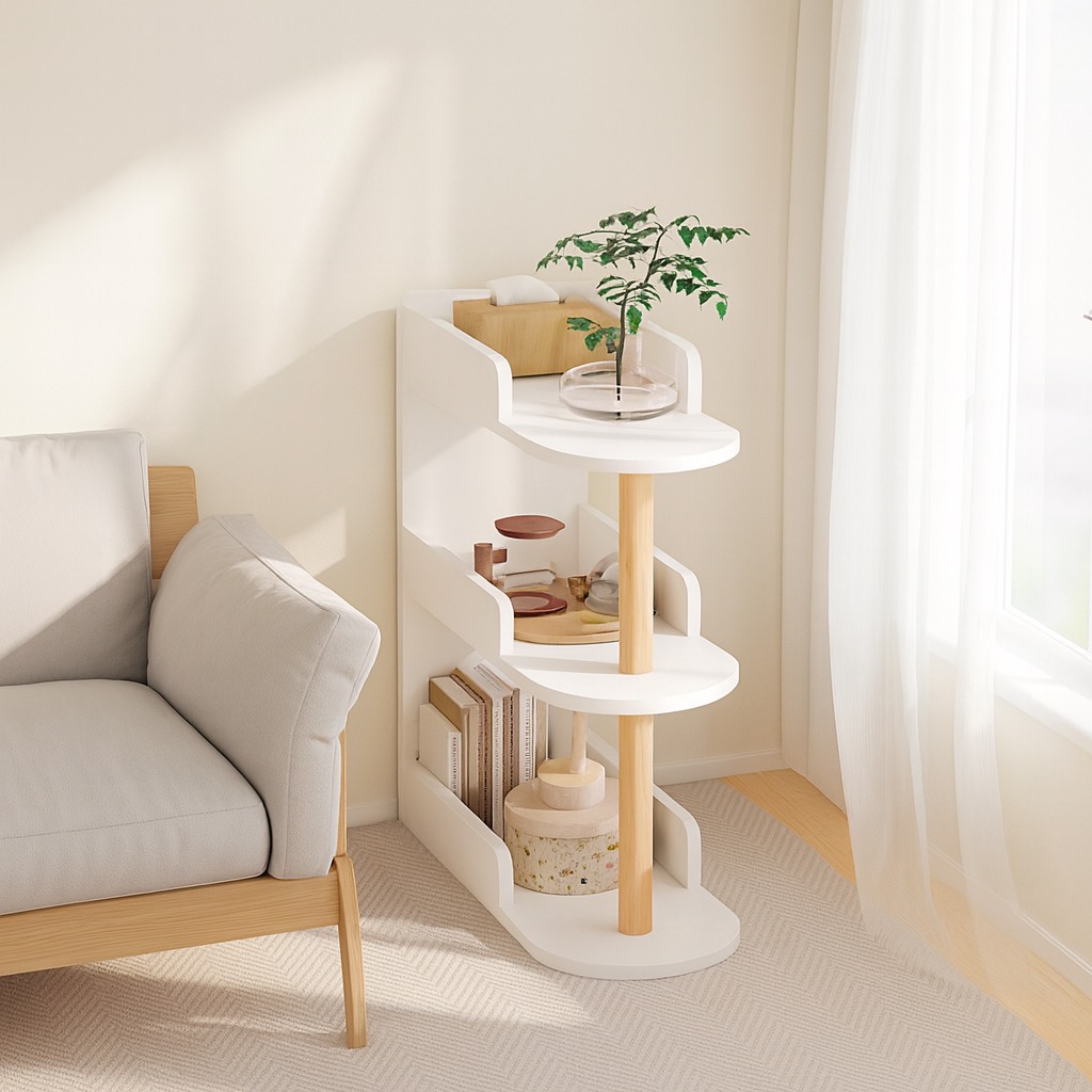 White Corner Display Shelf | 3 Tier Round Plant Shelf | Scandinavian ...