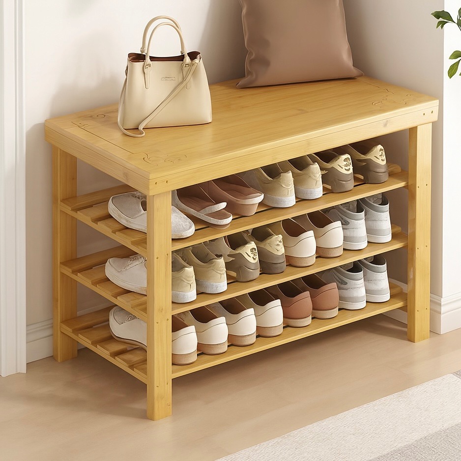 Wooden Shoe Rack Bench Table | Entryway Shoe Storage Table | Multi ...