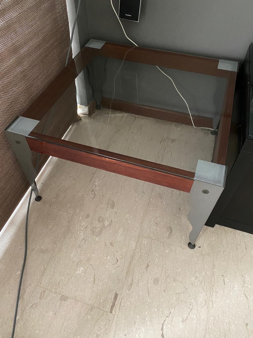 Glass Top Coffee Table (Side table) with Wooden Frame 60x60, Furniture ...