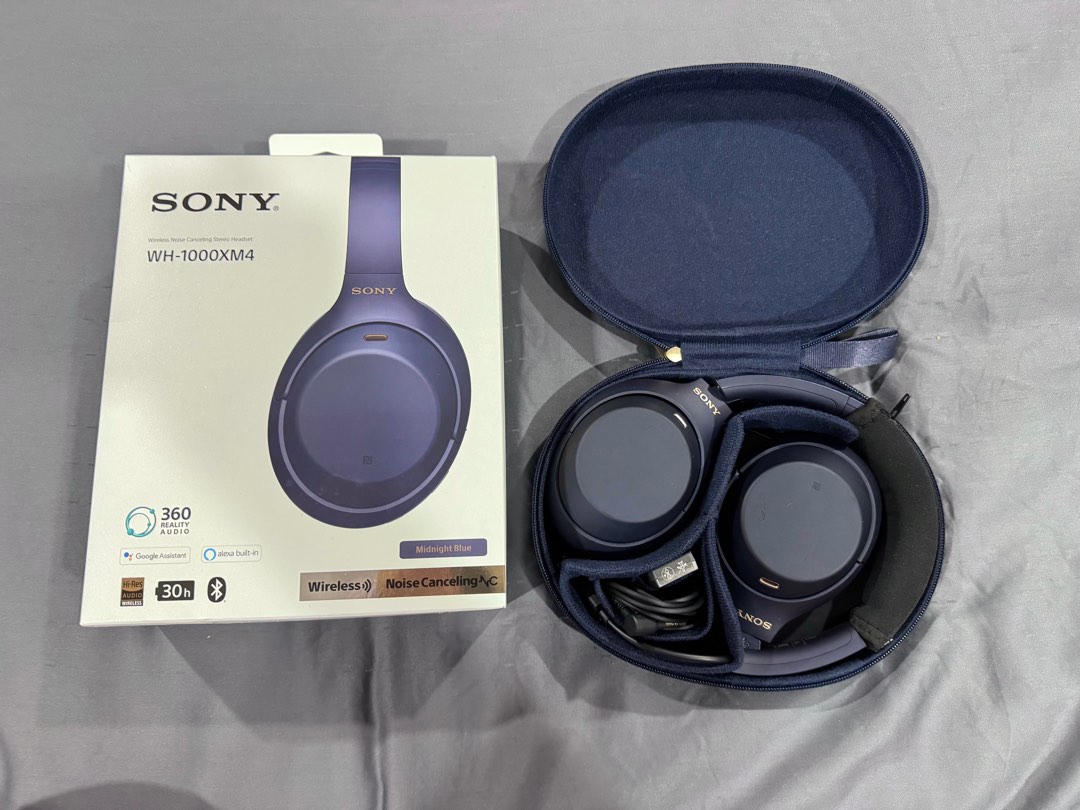Sony WH-1000XM4 Headphones (Midnight Blue), Audio, Headphones ...