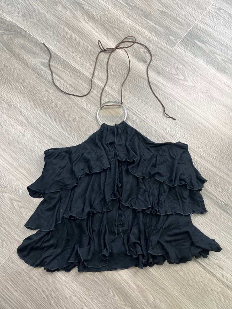 Y2k vintage tiered halter tube top, Women's Fashion, Tops, Sleeveless ...