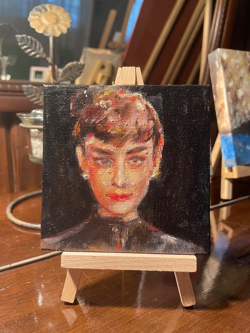 Audrey Hepburn Portrait - Mini Oil Painting (Replica /Study), Hobbies ...
