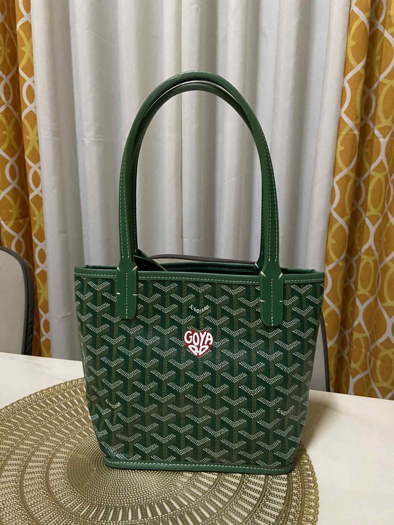Goyard Anjou Mini Custom Heart Green, Luxury, Bags & Wallets on Carousell