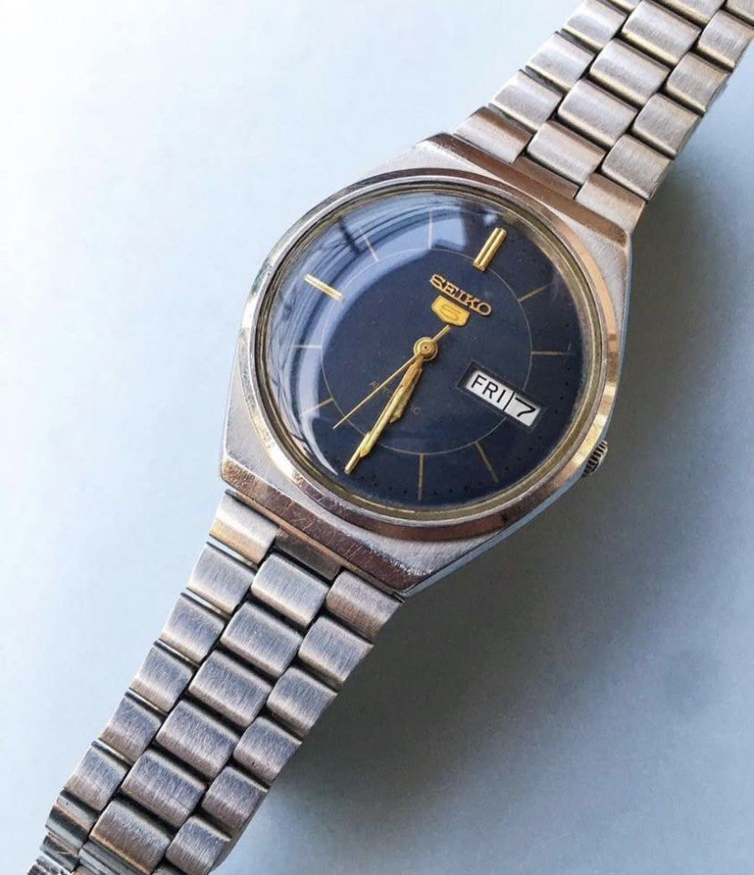 jam automatic otomatis vintage seiko blue dial 6309, Fesyen Pria, Jam ...