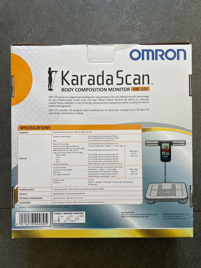 Omron Karada Scan HBF-375 Body Composition Monitor, Health & Nutrition ...