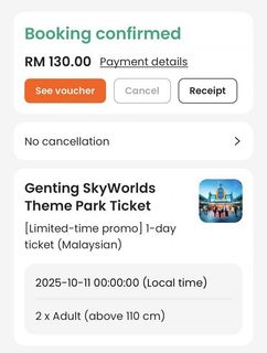 3 ADULTS TICKET GENTING SKYWORLD THEMEPARK, Tickets & Vouchers, Local ...