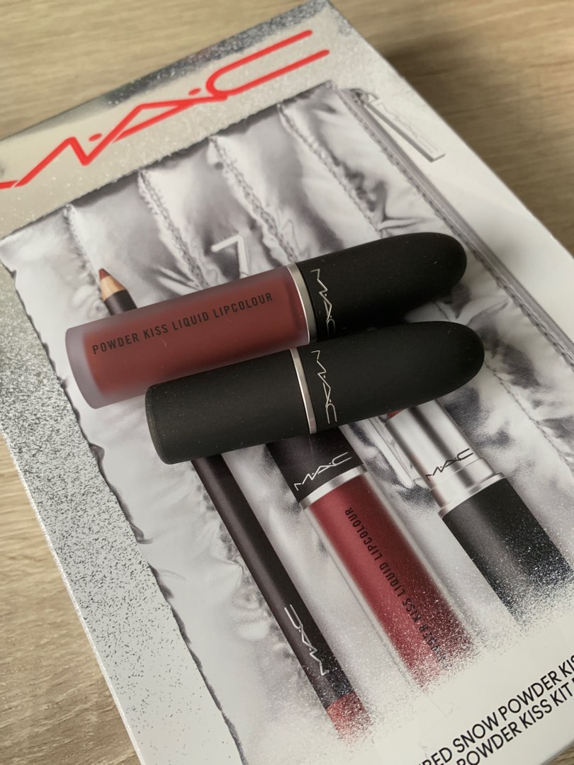 Limited edition MAC Powdered Snow Powder Kiss Lip Kit - Brown maroon ...