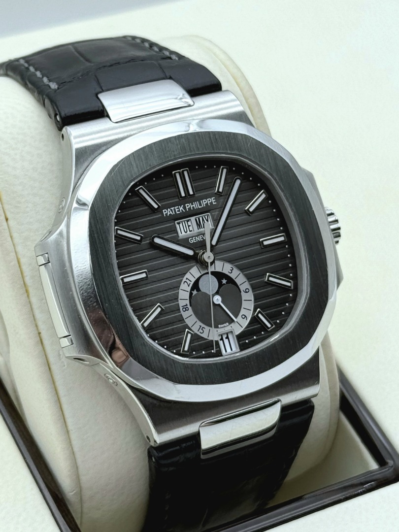 Patek Philippe Nautilus 5726A Annual Calendar Moonphase Day Date Strap ...