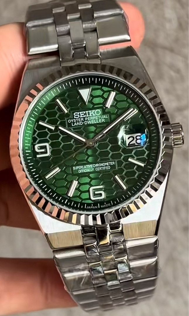 Seiko Mod green land dweller style custom watch, Men's Fashion, Watches & Accessories, Watches ...