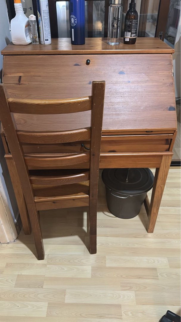 STUDY TABLE KAYU OAK, Furniture & Home Living, Furniture, Tables & Sets ...
