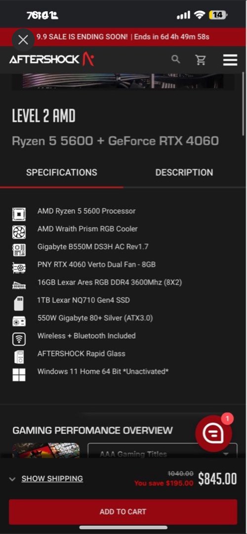 Aftershock Level 2 AMD Ryzen 5 5600 + RTX 4060 Gaming PC, Computers & Tech, Desktops on Carousell