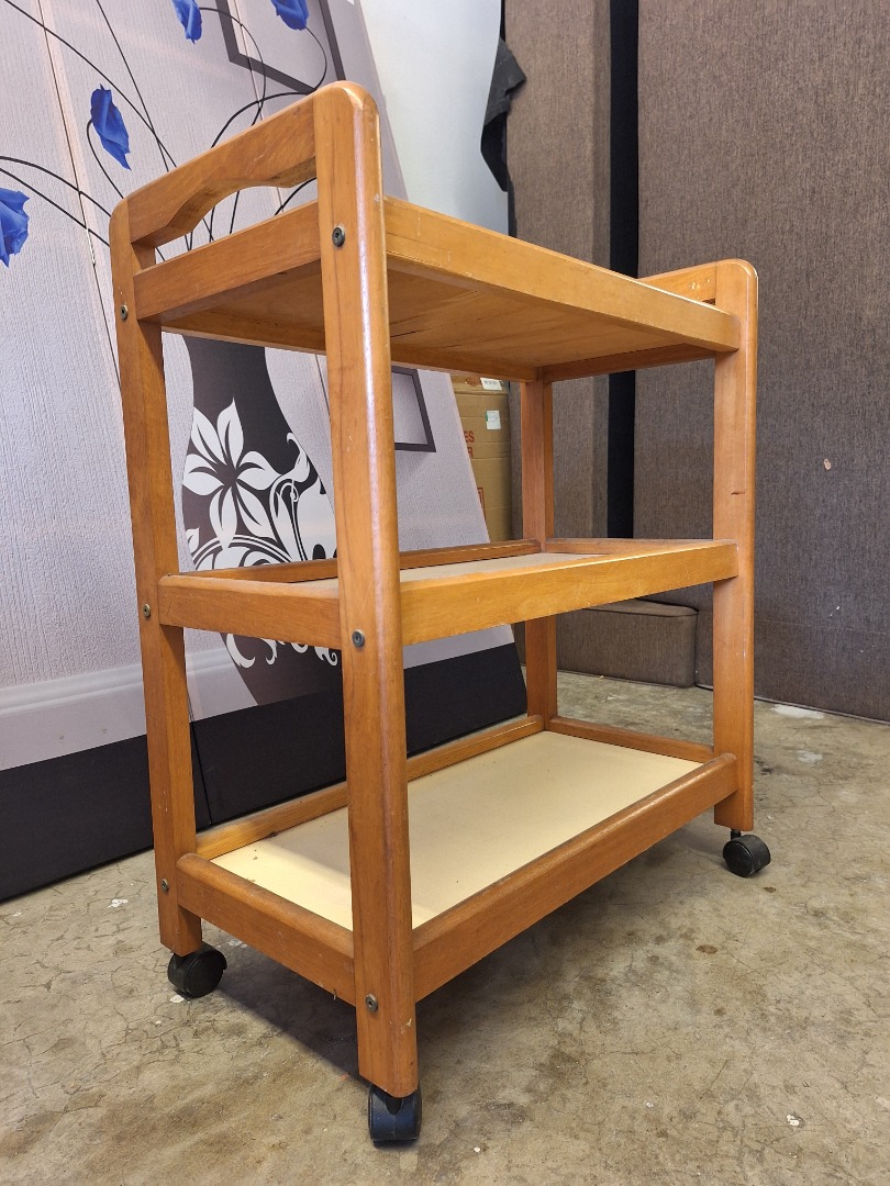 Brown Wooden 3-tier Trolley | Troli 3 tingkat Kayu Coklat, Furniture ...