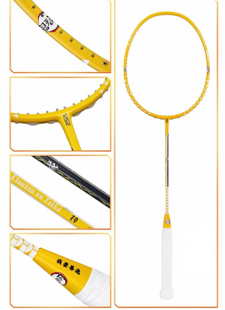VS SPORT DEMON SLAYER BADMINTON RACKET with VARIOUS TYPES OF STRING ...