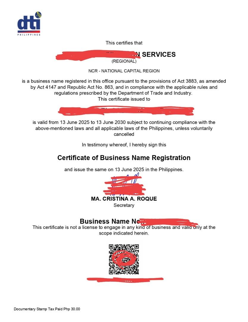 DTI Certificate for business shop online sellers, Everything Else ...