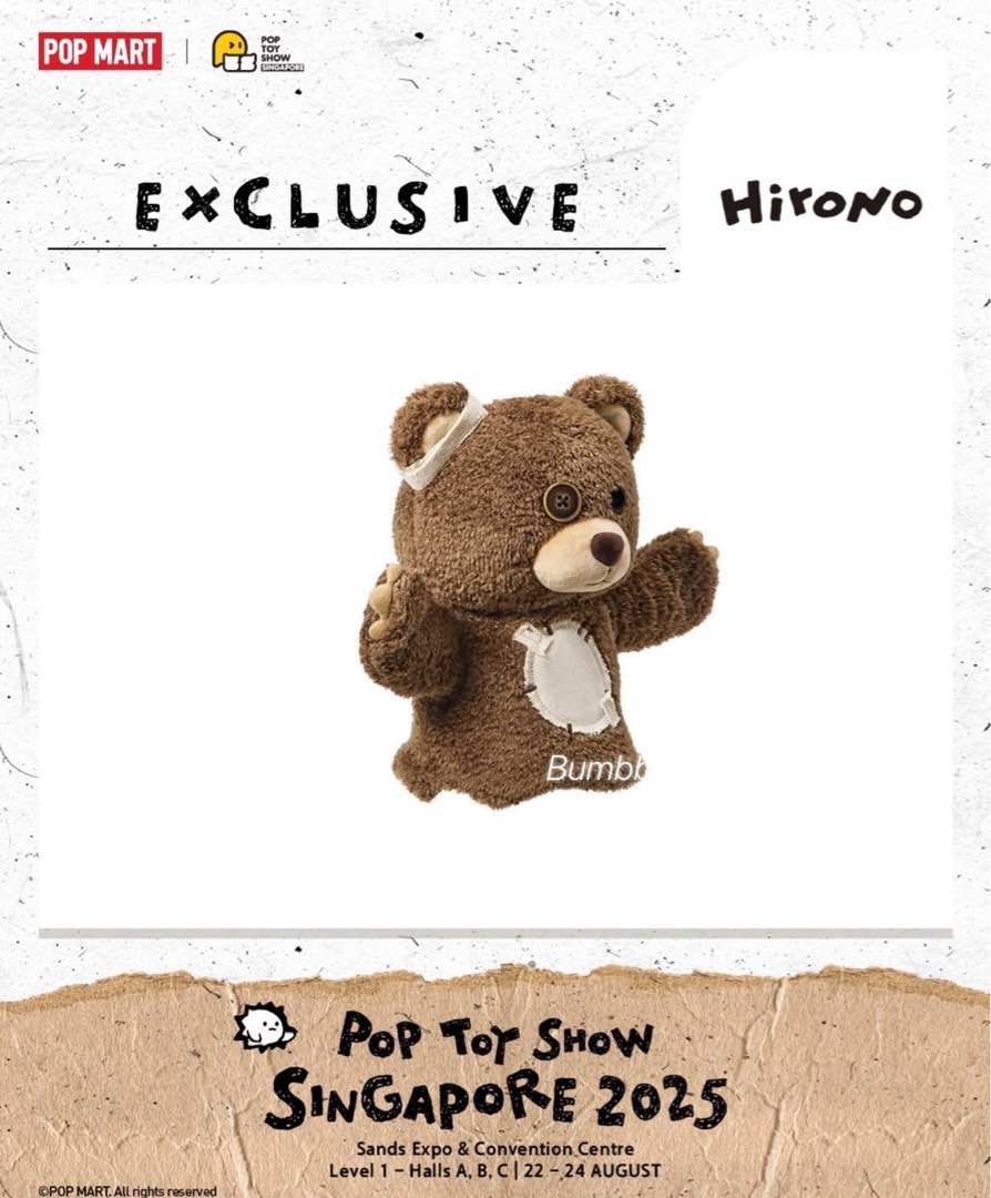 PTS Exclusive Pop Mart Hirono bear hand puppet, Hobbies & Toys, Toys ...