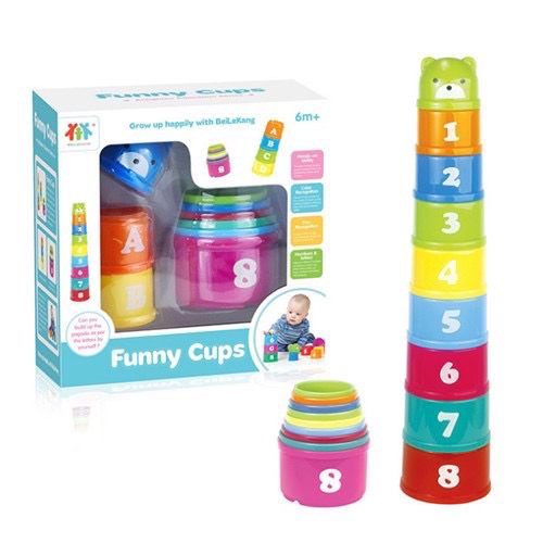 Stacking cups towers with alphabets and numbers, Babies & Kids, Infant ...