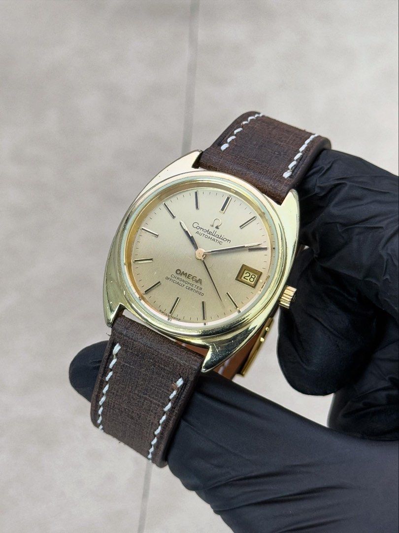 1971 Omega Constellation Chronometer Gold Cap C-Shape Case Gold Dial ...