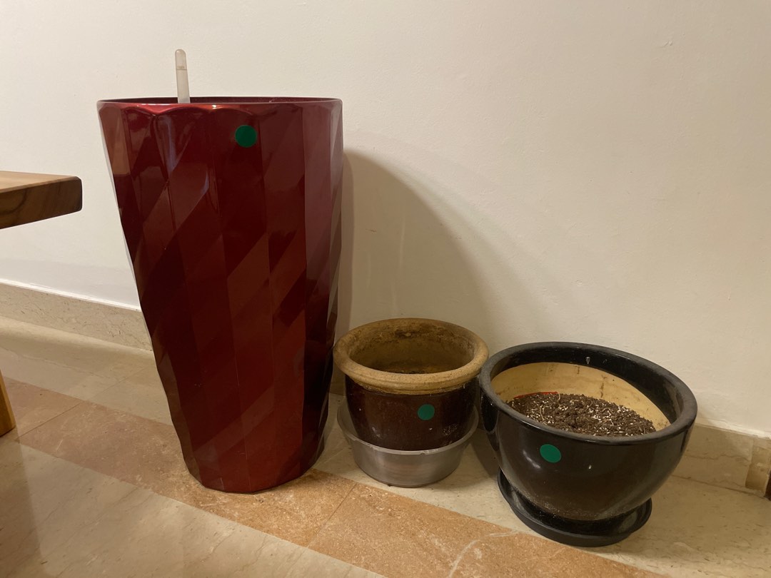3 Assorted Plant Pots - Various Sizes and Colors, Furniture & Home ...