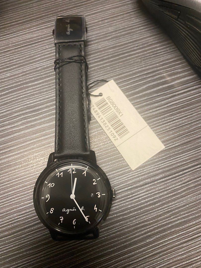 清倉正貨 全新 agnès b. Agnes b watch 黑色皮帶女裝石英手錶 簡約 文青 Japan 女裝, 女裝, 手錶及配件, 手錶 ...