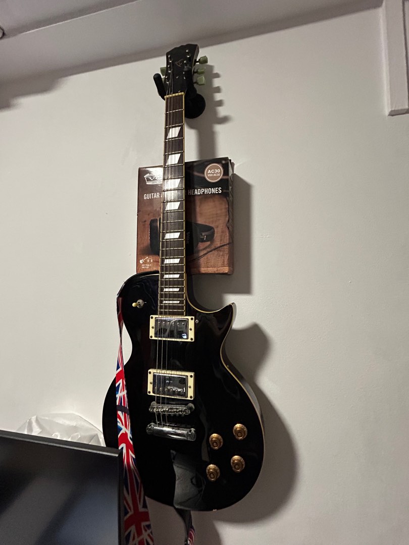 Les paul Stagg Black Electric Guitar with Union Jack Strap, Hobbies ...