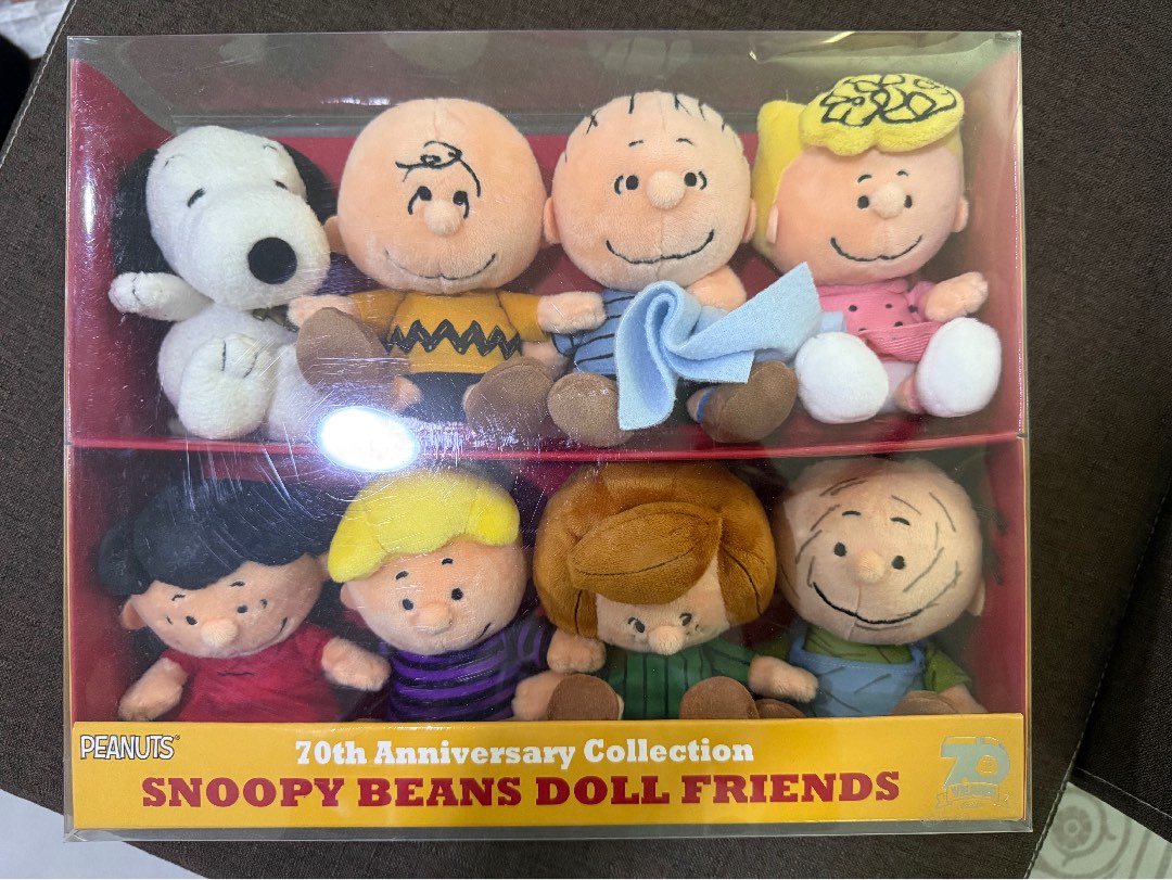 Peanuts 70th Anniversary SNOOPY BEANS DOLL FRIENDS Soft Plush Doll Set ...