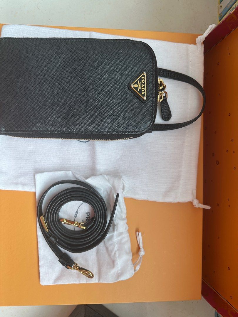 Prada Saffiano Leather Phone Case Crossbody Bag, Luxury, Bags & Wallets ...